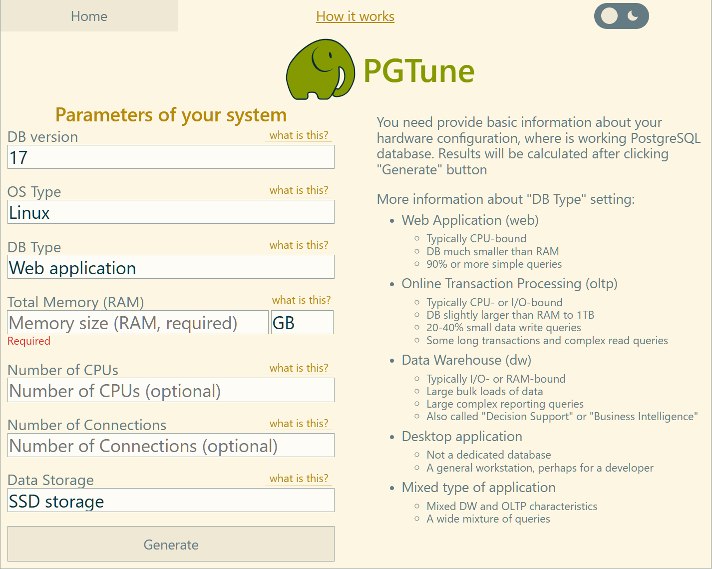 PostgreSQLの無料パフォーマンス・チューニングツールで簡単に性能向上【PGTune】 PostgreSQLの無料パフォーマンス・チューニングツールで簡単に性能向上【PGTune】